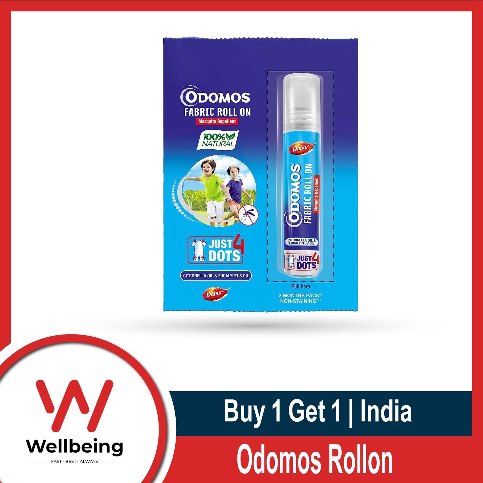 Odomos Mosquito Repellent Fabric Rollon | 8ml |Made in India| – Well Being