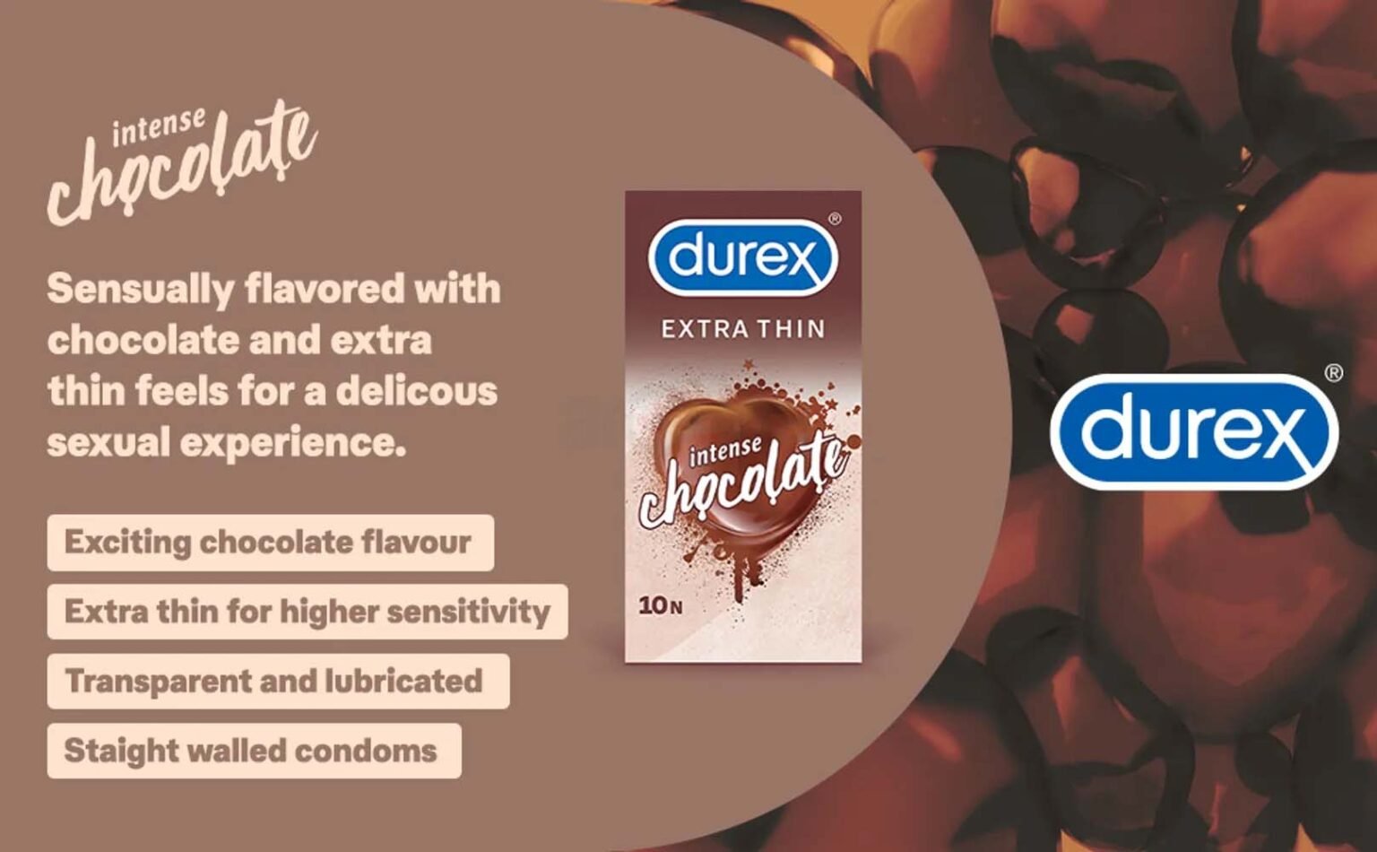 Durex – Extra Thin Intense Chocolate Flavored Condom For Men – Well Being