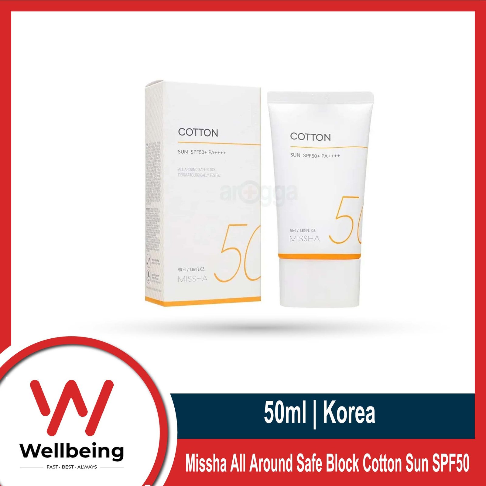 Missha All Around Safe Block Cotton Sun SPF50+ | 50ml – Well Being