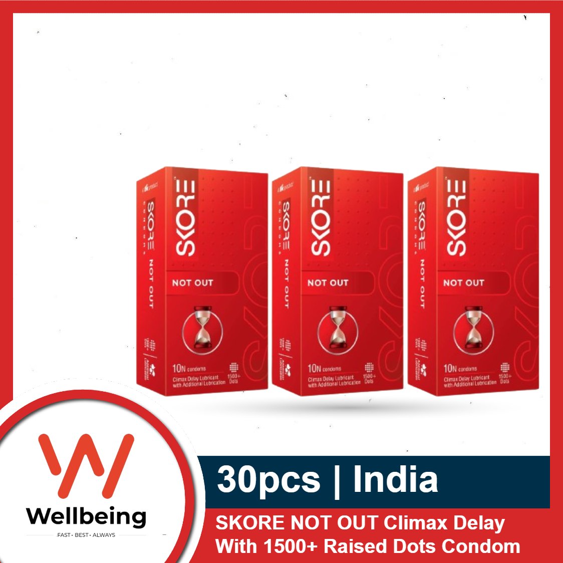 SKORE – NOT-OUT Climax Delay With 1500+ Raised Dots Condom | 3 Pack ...